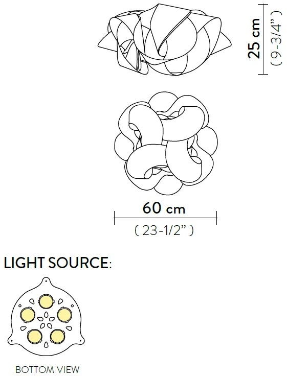 Slamp Fabula ceiling prisma large, designové stropní svítidlo, 5x8W LED E27, prům. 60cm