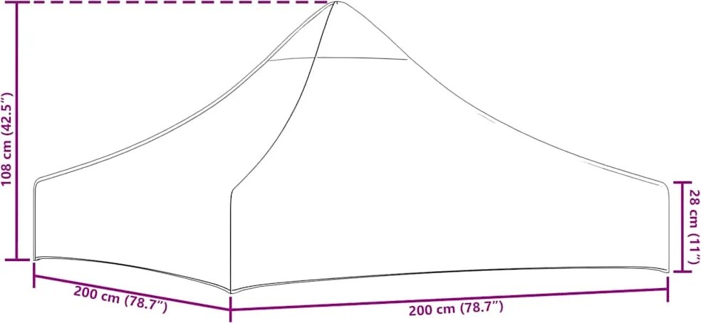 Střecha k party stanu 2 x 2 m antracitová 270 g/m² 315338