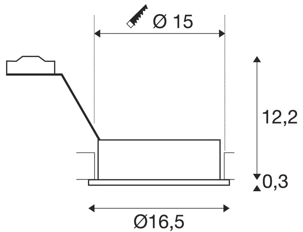 SLV 113550 New Tria 150, černá zápustná bodovka, 1x75W GU10 ES111, prům. 16,5cm