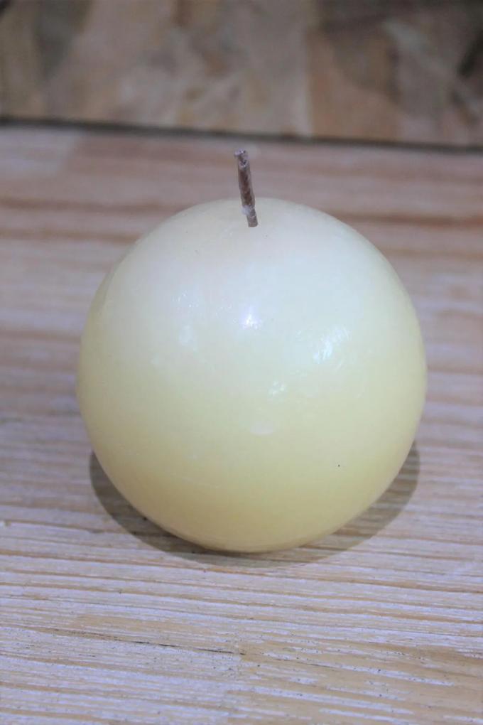 Žluto krémová voňavá svíčka ve tvaru koule 7cm