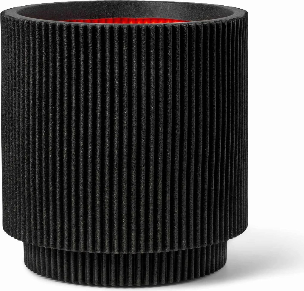 Capi Nature Groove NL Vase Cylinder Black Ø 43 cm / V 46 cm