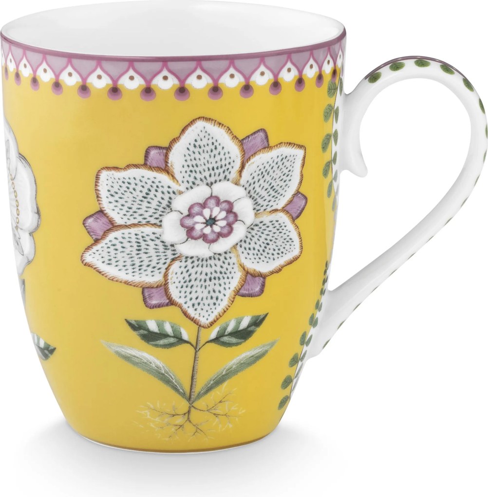 Pip Studio Lily &amp; Lotus hrnek 350ml, žlutý (Porcelánový hrnek)