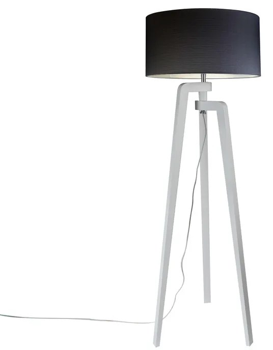 Stojací lampa stativ bílá s odstínem 50 cm černá - Puros