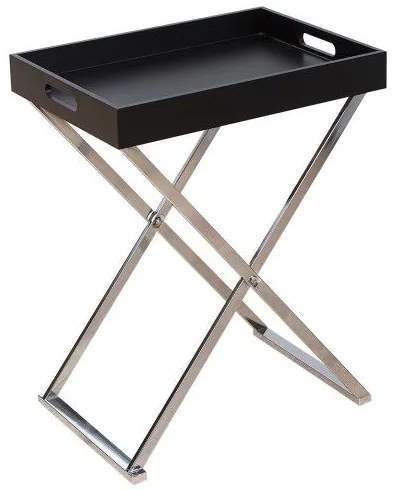 Deflee odkládací stolek VALET BLACK 48-S skládací, snímatelný podnos OS37946MDF lakované, kovová základna  48 cm x 62 cm x 34 cm