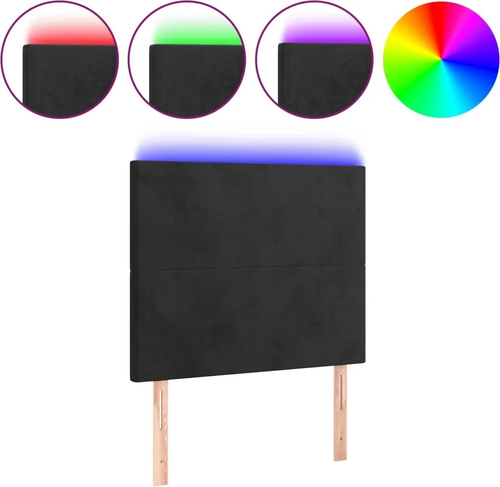 vidaXL Čelo postele s LED černé 90x5x118/128 cm samet
