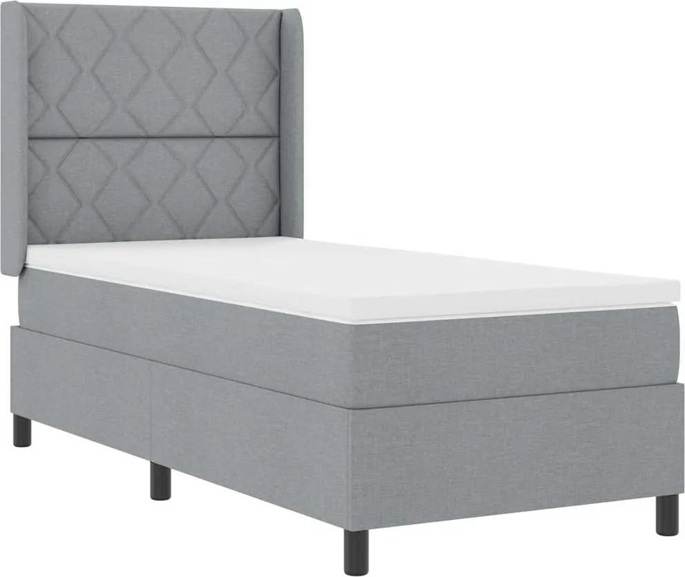 Postel s boxspringem s polštářem Světle šedá 200 x 90 cm textil 3341686