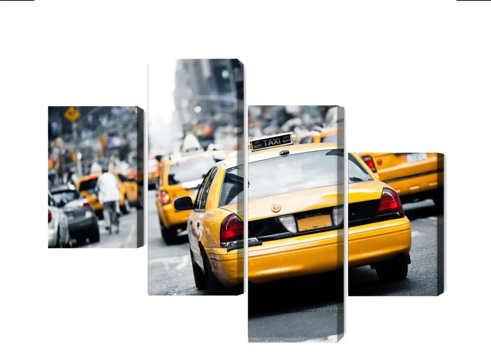 Vícedílný obraz Taxíky V Ulicích New Yorku Nedostatek Nedostatek Přírodní plátno 120x75
