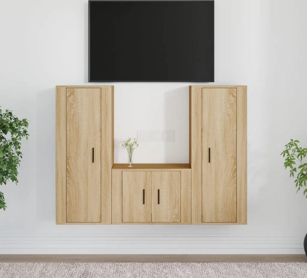 vidaXL 3dílný set TV skříněk kompozitní dřevo [3188744] Barva: Bílá