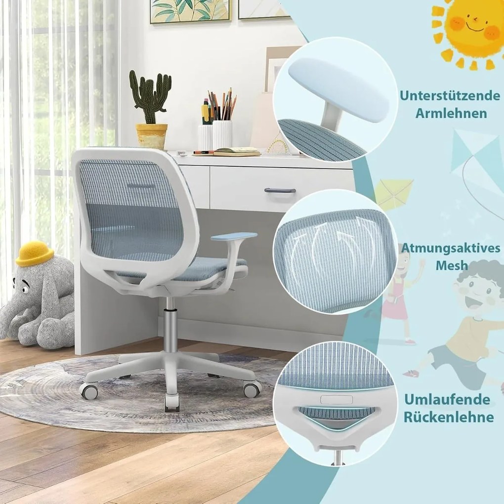 Costway Ergonomická dětská otočná židle s nastavitelnou výškou