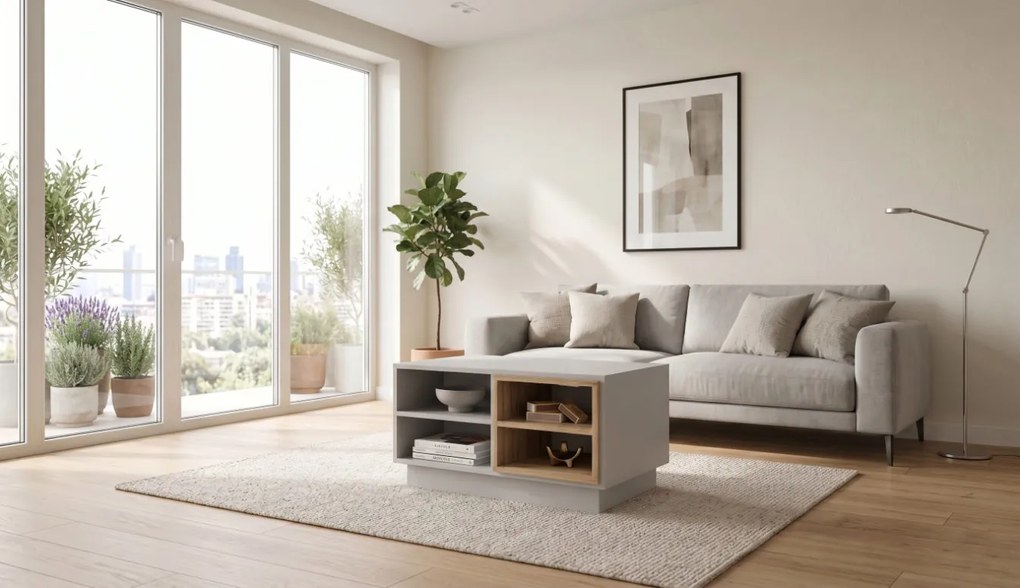 IDZ Konferenční stolek GREY 06, 120 cm Bílá/Dub Artisan