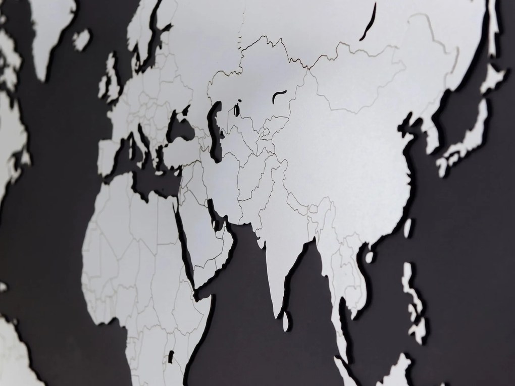 Dřevěná mapa světa HDF Minimalist Černá / 280 x 170 cm