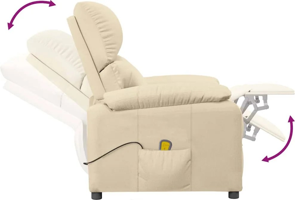 Masážní křeslo krémové textil 322455