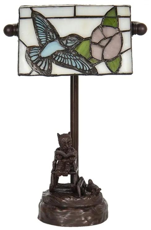 Stolní vitrážová lampa Tiffany s medvídkem – 17x15x28 cm