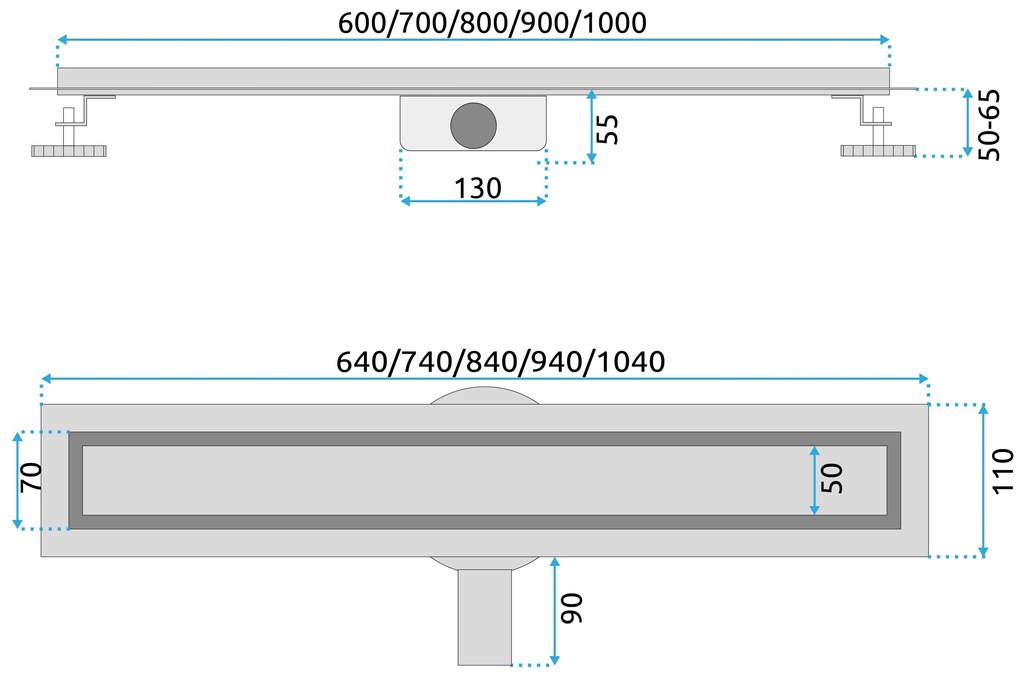 Rea Neox Pro, odtokový žlab 100 cm s rotačním sifonem, zlatá matná, REA-G2738