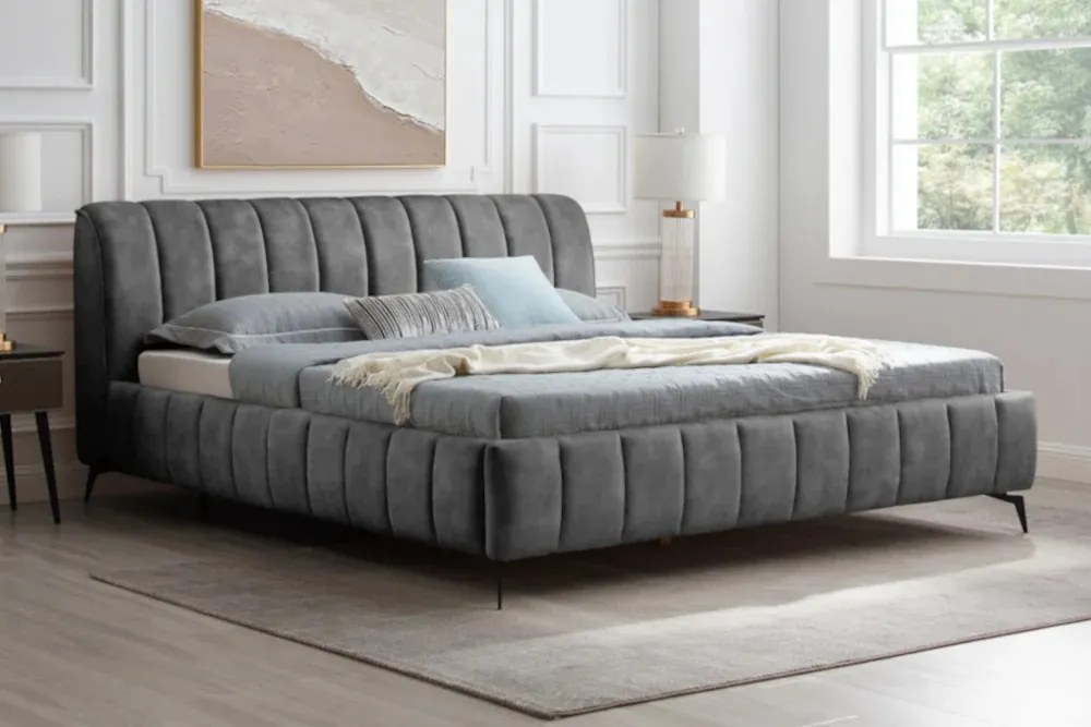 Designová postel Rotterdam 180 x 200 cm šedý samet - skladem