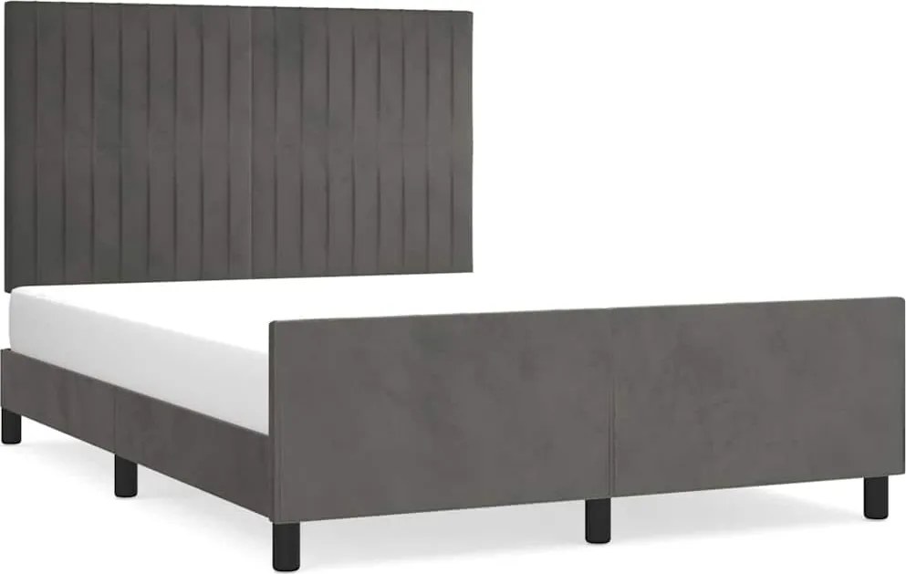 Rám postele bez matrace tmavě šedý 140 x 190 cm samet 3125874
