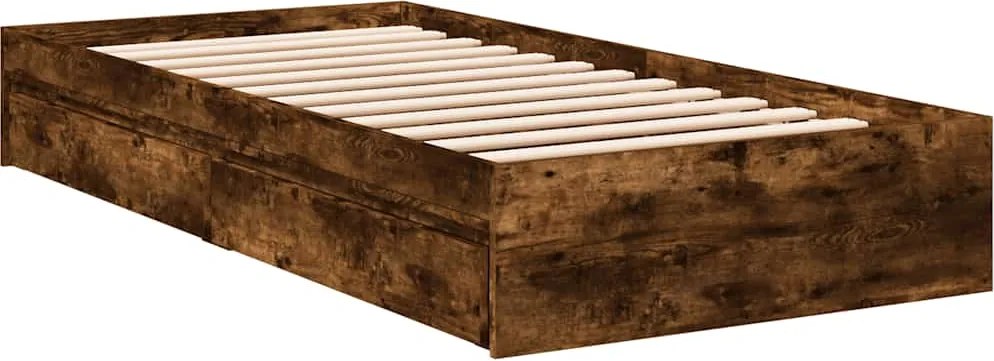 Rám postele se zásuvkami kouřový dub 100 x 200 cm kompozit 3280675