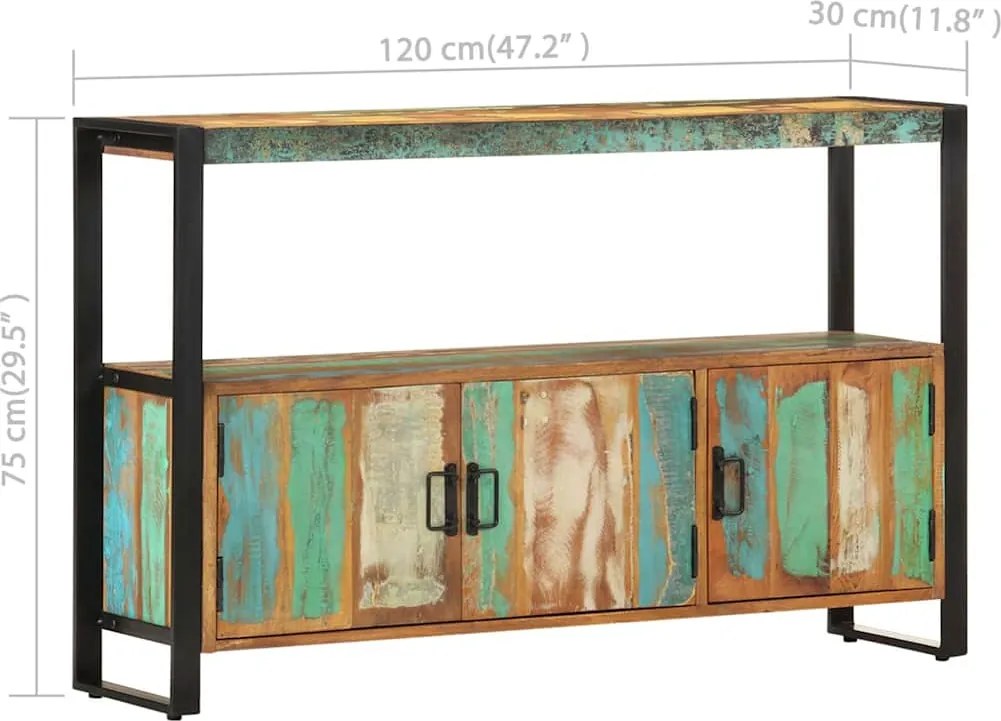 Příborník 120 x 30 x 75 cm masivní recyklované dřevo 247922