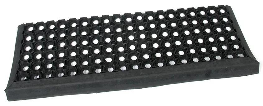 Gumová schodová protiskluzová rohož na hrubé nečistoty Honeycomb Step, FLOMAT - délka 26 cm, šířka 80 cm a výška 1,6 cm