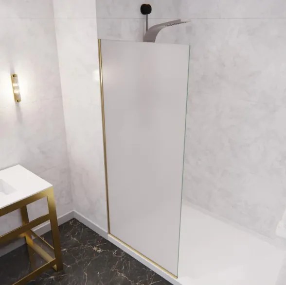 Erga Paris, sprchová zástěna Walk-In 50x200 cm, 8mm sklo námraza, zlatý lesklý profil, ERG-V02-PARIS-050x200-FR-GD