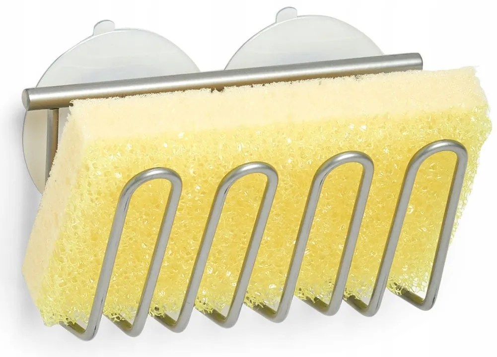 Zeller Present Držák na houbičku do dřezu, kovový s 2 přísavkami, 12x6cm SPONGE