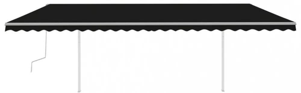 Ručně zatahovací markýza se sloupky 350x250 cm Dekorhome Krémová