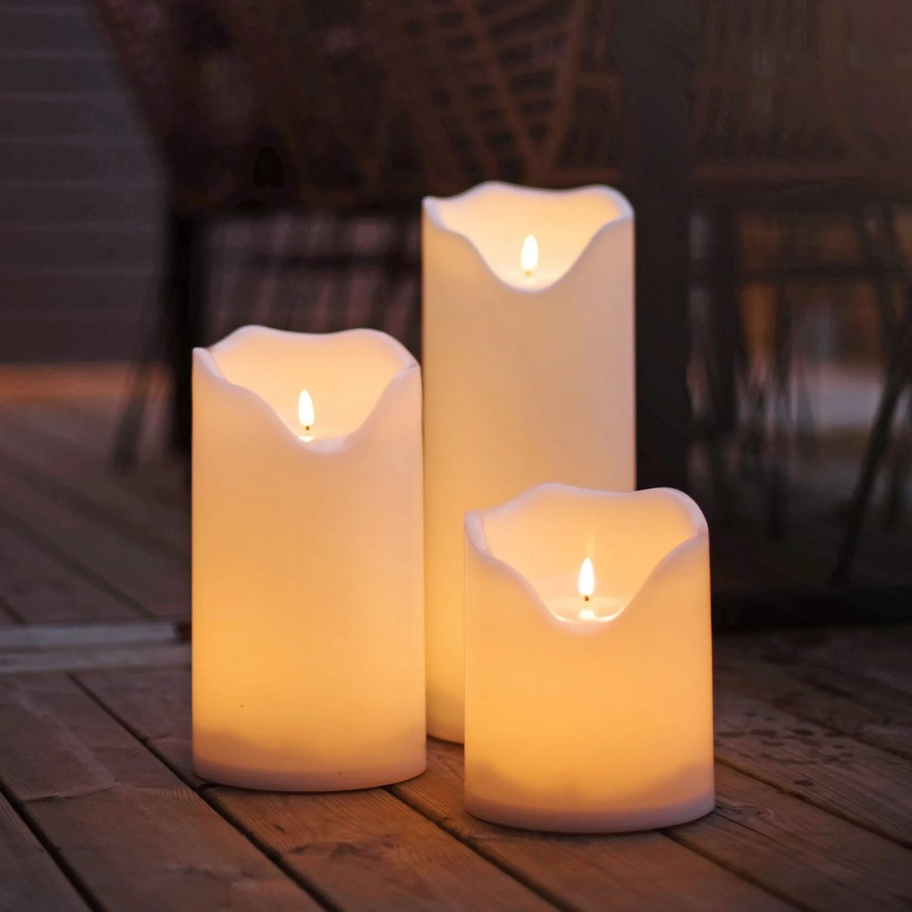 STAR TRADING Venkovní osvětlení LED Pillar Candle Flamme 40 cm, bílá barva, plast