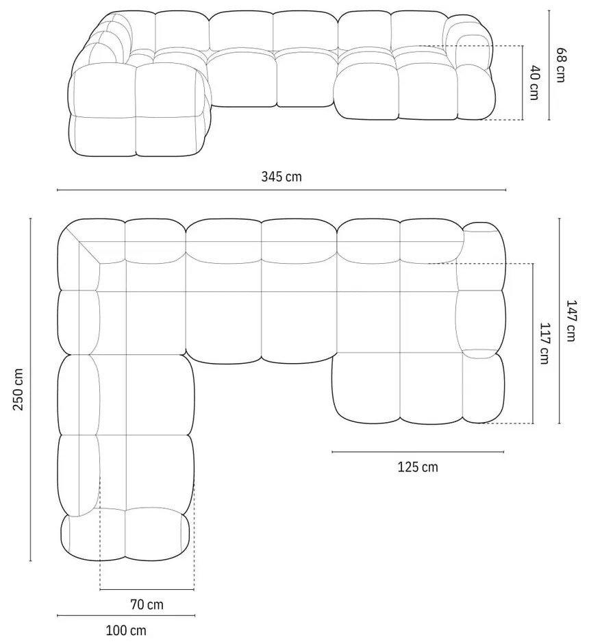 Světle modrá rohová pohovka (levý roh/do "U") Loretto – Cosmopolitan Design