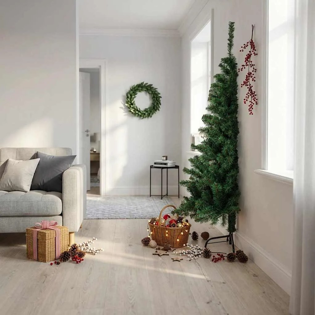 Umělý poloviční vánoční stromek se stojanem zelený 180 cm PVC 321032