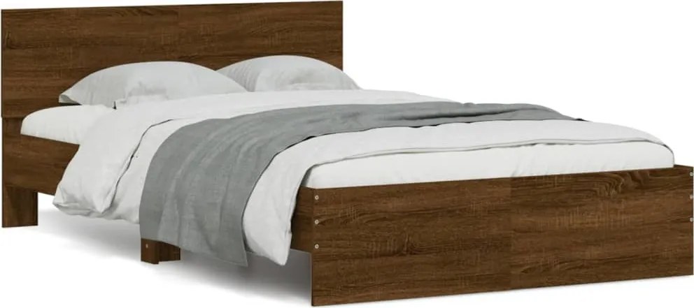 vidaXL Rám postele s čelem 120 x 200 cm [3207496] Barva: kouřový dub