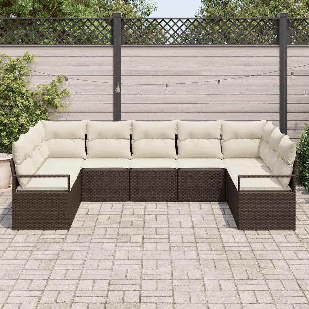 Set pohovek 9 ks Hnědá polyratan 3346538