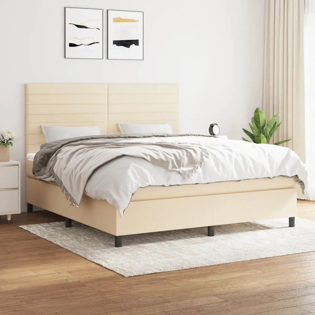 Box spring postel s matrací krémová 120x190 cm textil