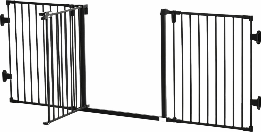 PawHut Čtyřdílná brána pro psy – Bezpečnostní brána pro domácí zvířata s automatickým zavíráním 202,5 x 76 cm | Aosom