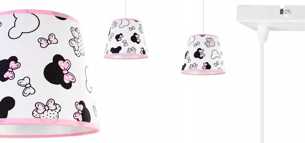 Dětské závěsné svítidlo Minnie, 2x textilní stínítko se vzorem, s