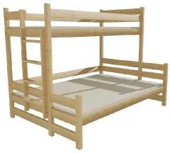 Vomaks Patrová postel s rozšířeným spodním lůžkem PPS 003 100/120 x 200 cm surové dřevo vpravo