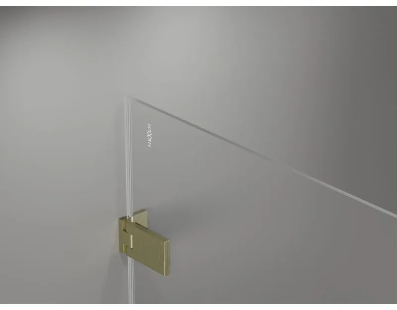 Mexen Lunar-F Duo, skládací sprchový kout 100 x 70 cm, 8mm čiré sklo, zlatý matný profil, 836-100L-070P-55-00