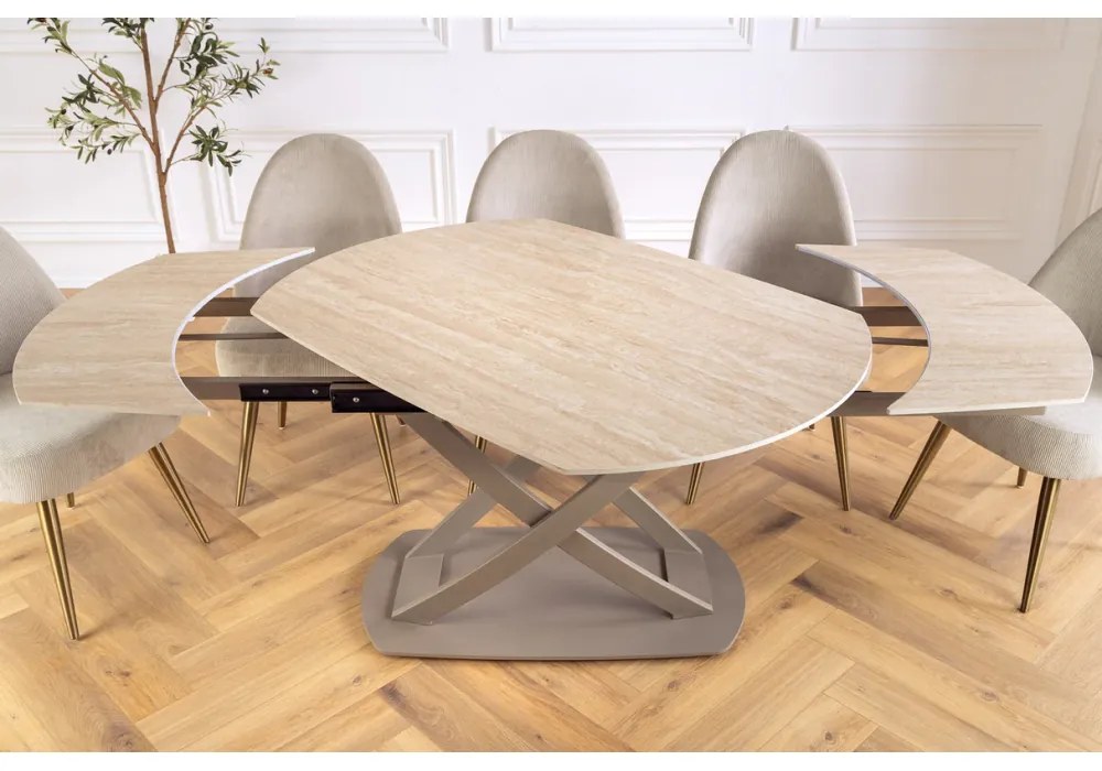Massive home | Jídelní stůl INCEPTION GREIGE 130-190 CM travertin rozkládací