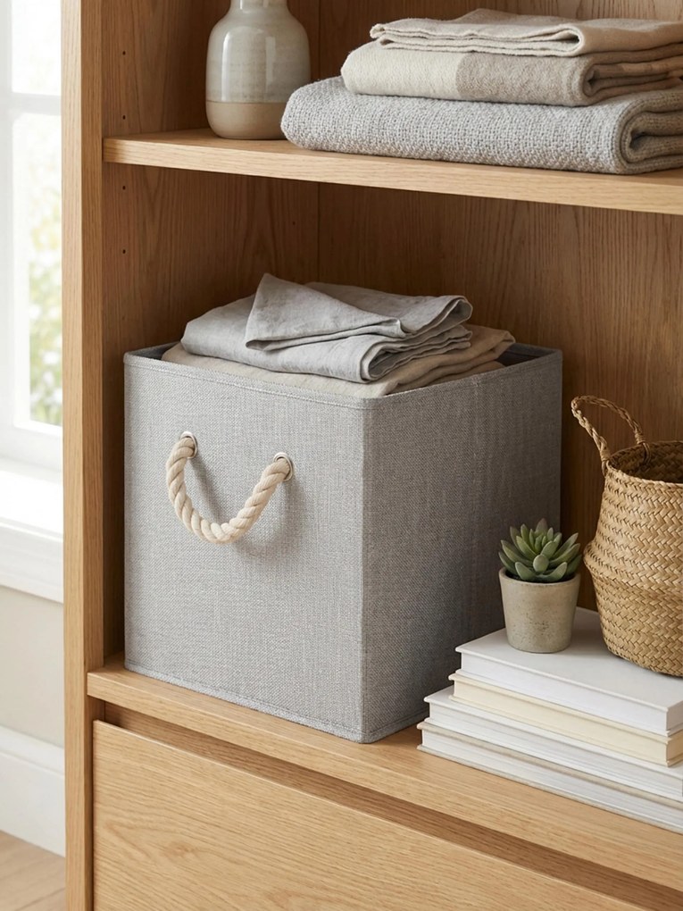 Sinsay - Úložný box s pleteným uchem - béžová