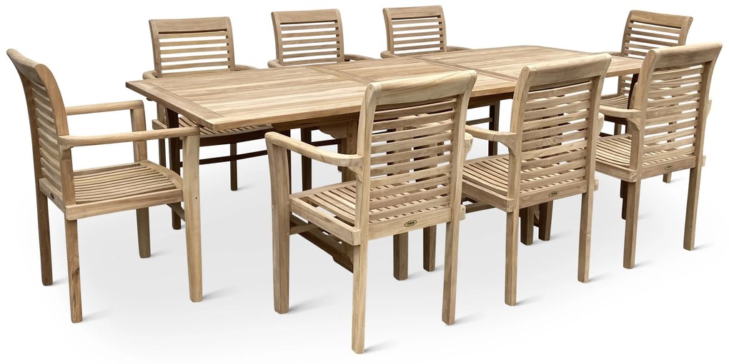 Noela Dřevěný zahradní nábytek Faisal I. teak set 1+8