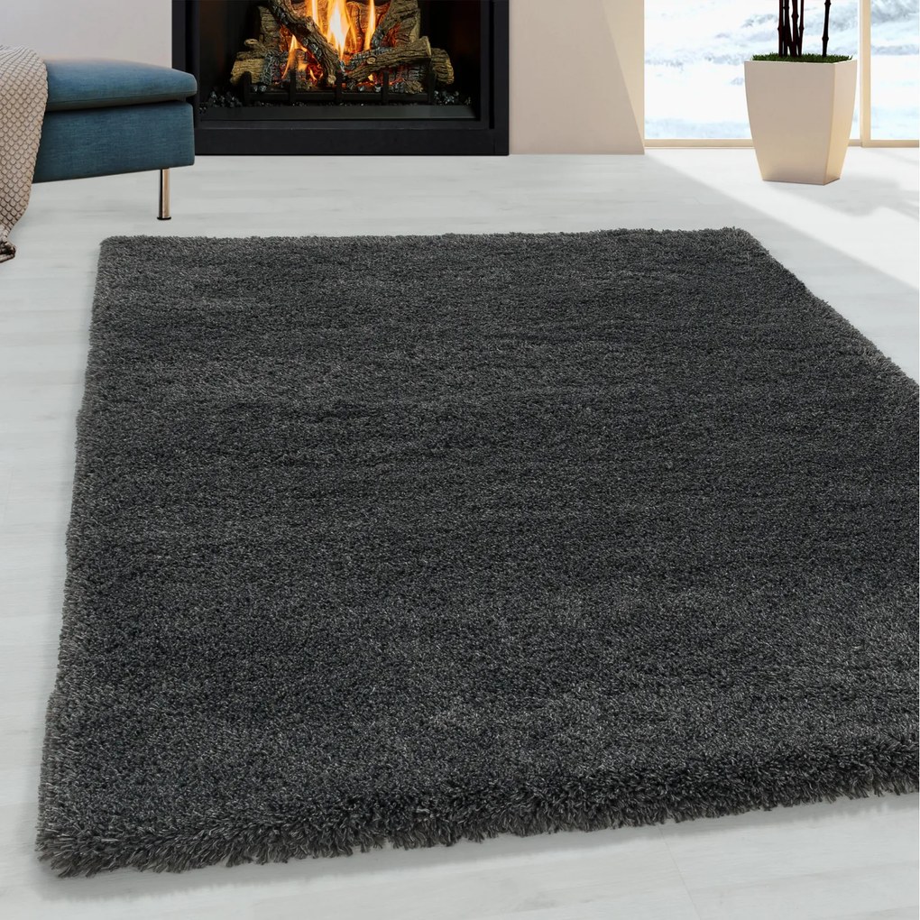 Ayyildiz, Kusový koberec Fluffy Shaggy 3500 grey, 140x200, šedá, ložnice