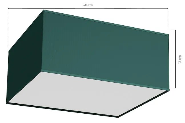 Stropní svítidlo Verde Square, 1x zelené textilní stínítko, (bílé plexisklo), (40 cm)