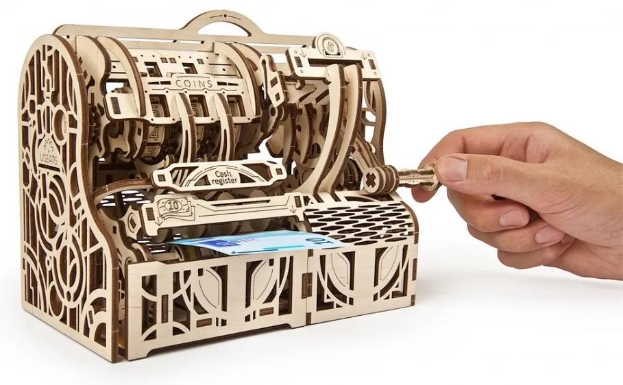 Ugears 3D dřevěné mechanické puzzle Pokladna