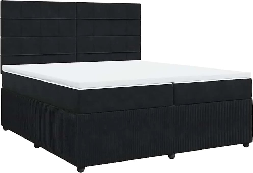 Box spring postel s matrací černá 200x200 cm samet 3294732