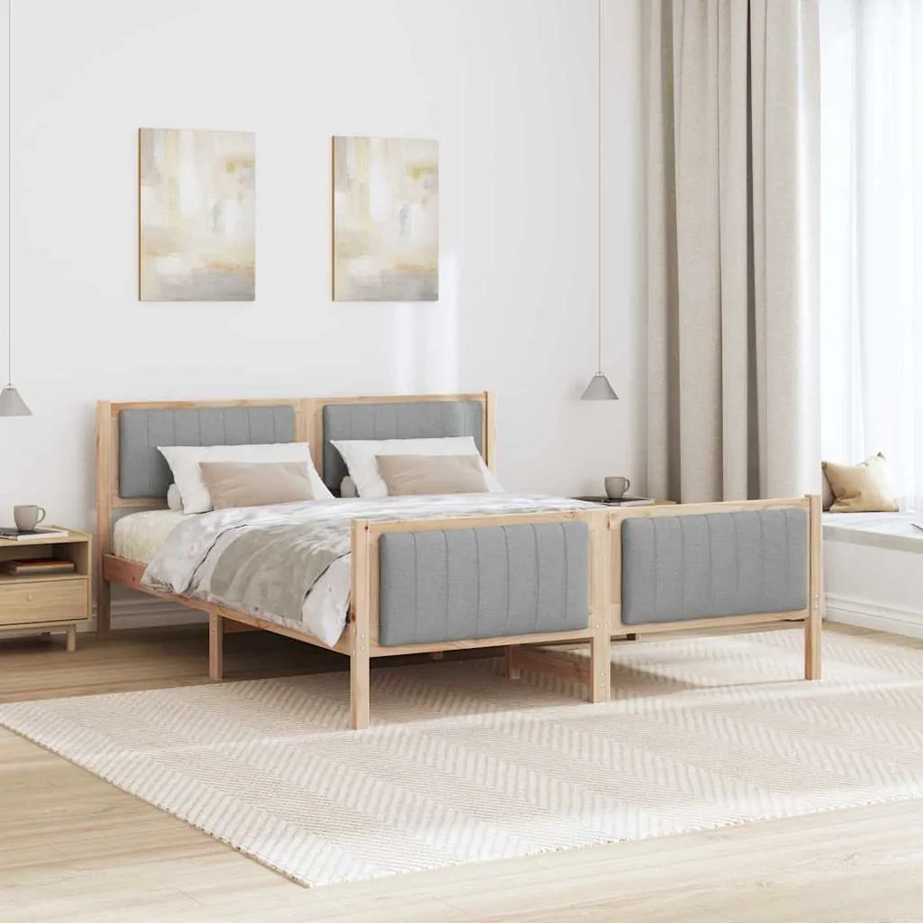 Rám postele s čelo Hnědá a světlá šedá 150 x 200 cm 3394313