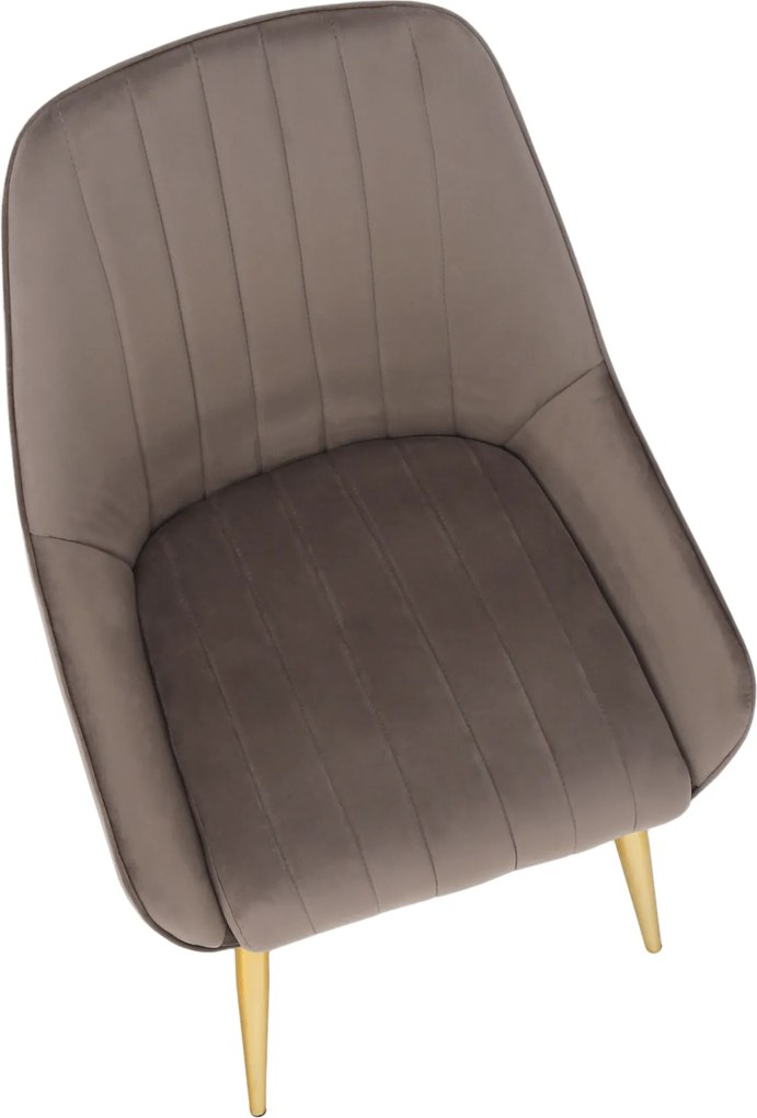 Jídelní židle LUXURY - látka Velvet, zlatý chrom / šedohnědá Taupe