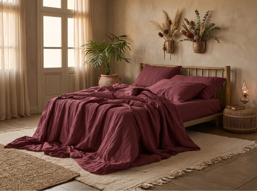 Mušelínové povlečení MUSSARI vínové Rozměr povlečení: 2 ks 70 x 90 cm | 200 x 220 cm