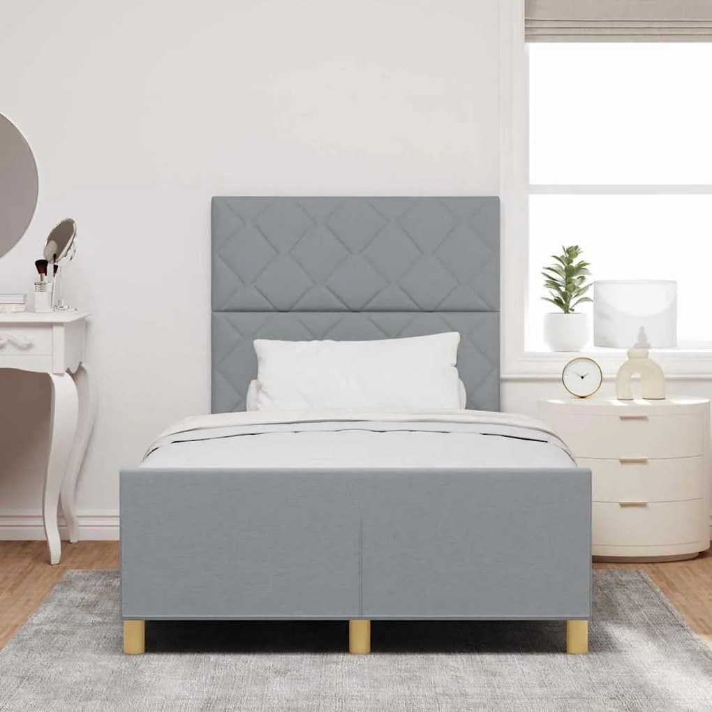 Rám postele s čelo Světle šedá 120 x 190 cm textil 3344788