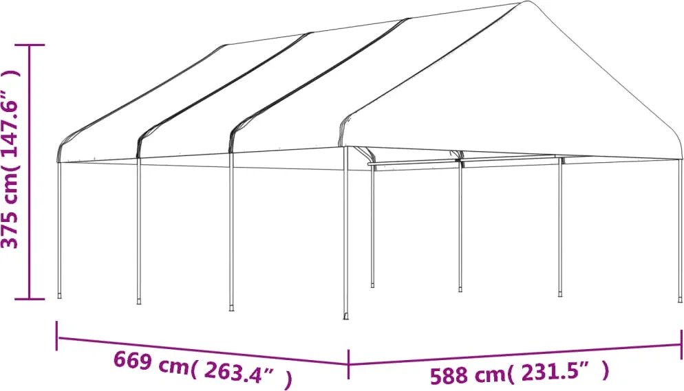 Altán se střechou bílý 6,69 x 5,88 x 3,75 m polyethylen 3155519