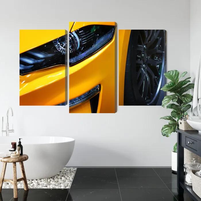 Vícedílný obraz Přední Část Žlutého Sportovního Vozu Nedostatek Nedostatek Přírodní plátno 90x60