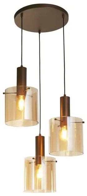 Searchlight 88910-3MO Trojitý závěsný lustr SWEDEN jantarové sklo